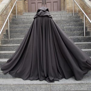 Charcoal Grey Full Circle Cloak~ Hooded Cloak W/large POCKETS~ Cosplay ...