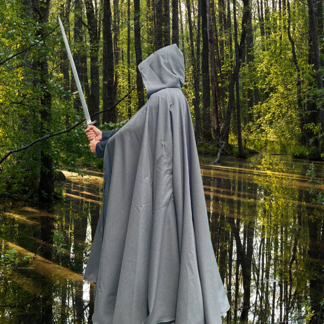 Warrior Cloak Grey Hooded Cloak Cloak With Hood Viking Cloaks LARGE 2 ...