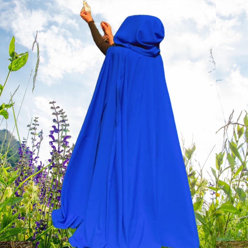 Royal Blue FULL Circle Cloak, Hooded Medieval Cloak, Wizard Renaissance ...