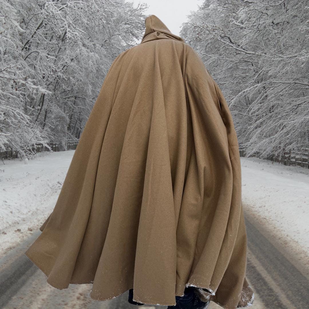 Golden TAN Color Melton Cloak~ FULL Circle Wool Cloak~ Hooded Cloak ...