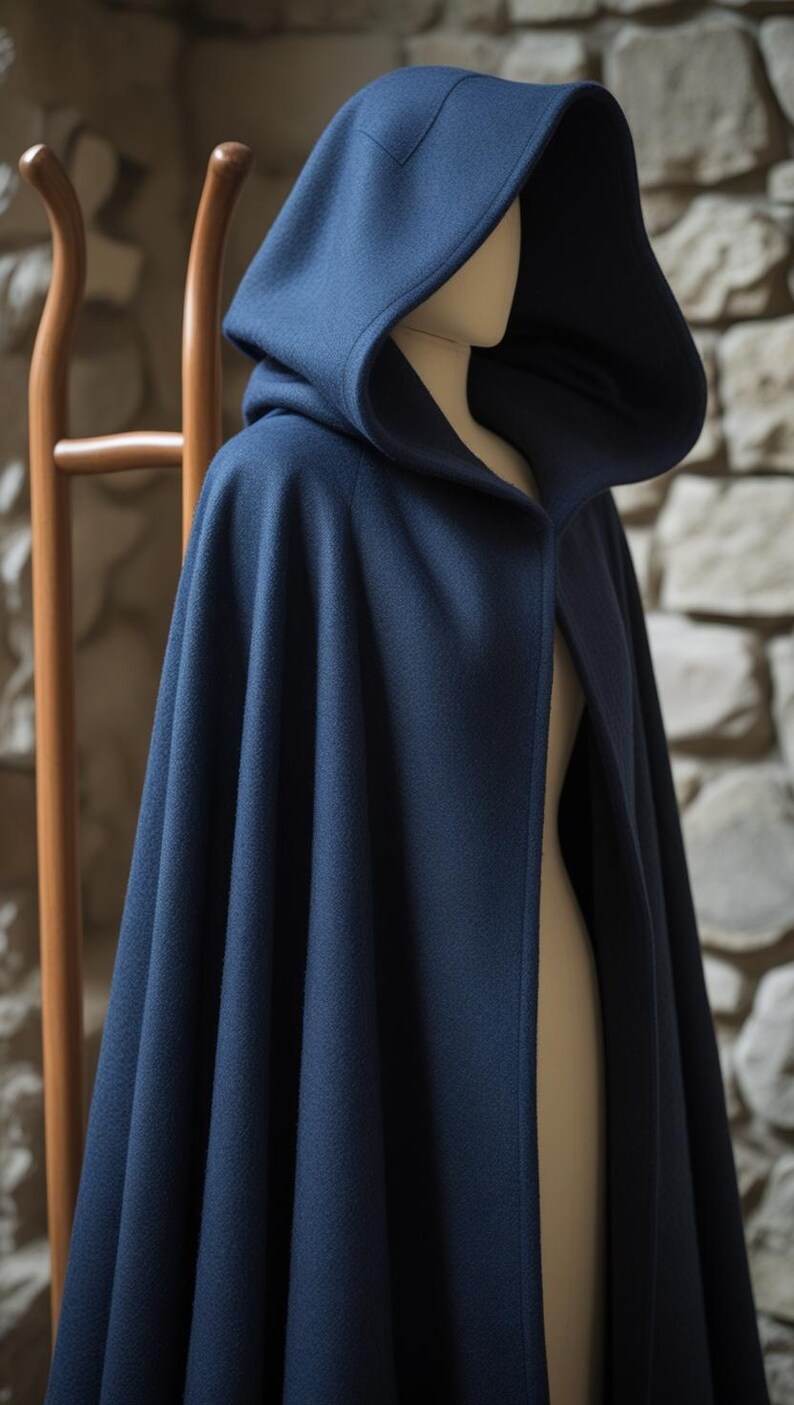 Pure WOOL Very Dark Navy Melton Cloak~ Full Circle Hooded Cloak~ Large ...