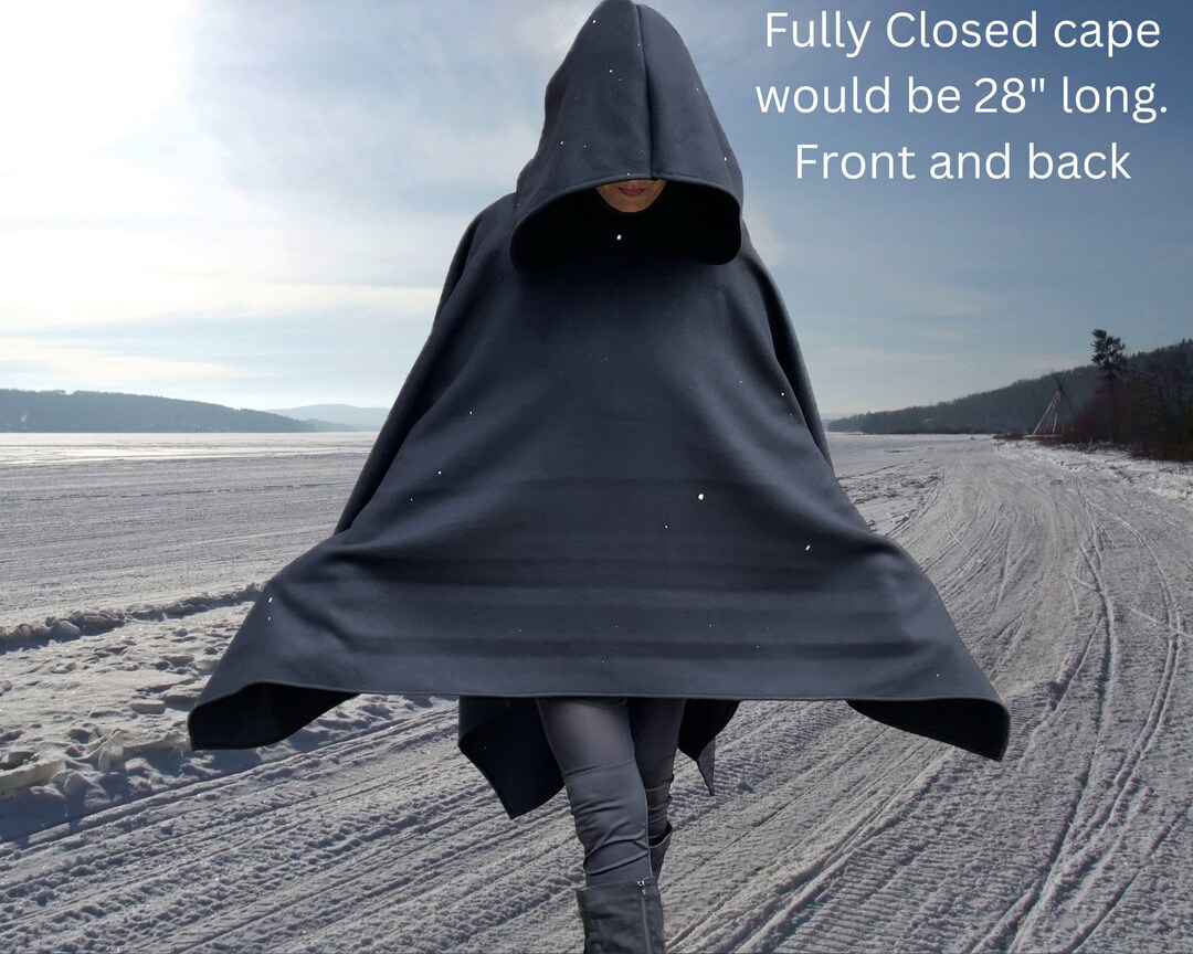 Hooded Wool Short Cape, Fantasy Wear Cape, Hooded Melton Wool Capelet ...
