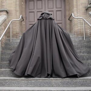 Charcoal Full Circle Cloak, Hooded Wizard Medieval Cosplay Cloak ...