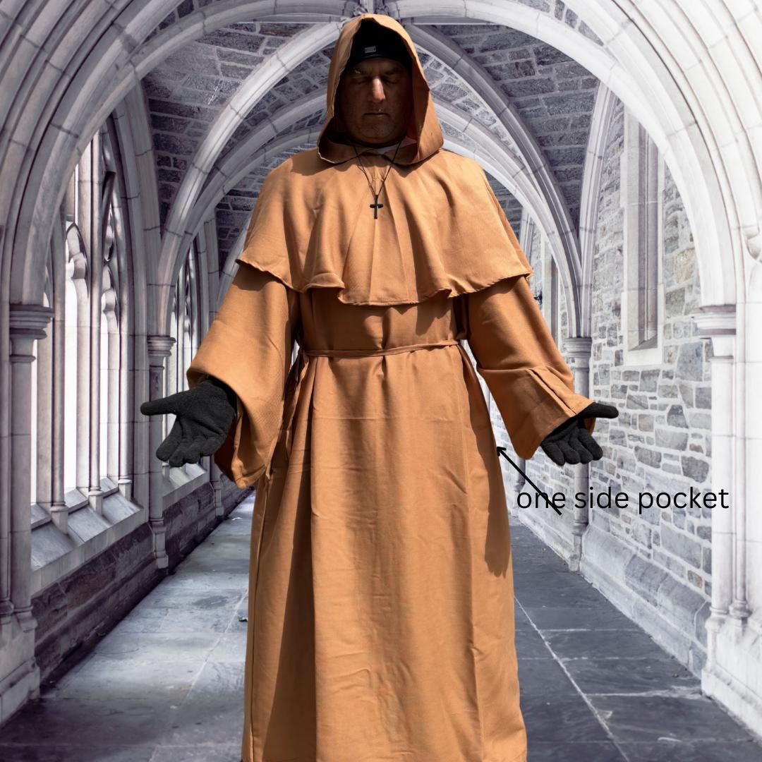 Organic Linen Monk Robe, Hooded Medieval Monk Robe With Full Sleeves ...