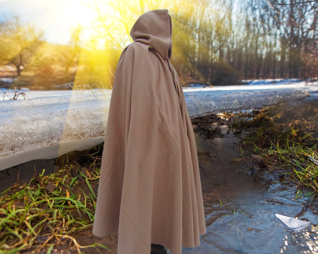 Melton Pure Wool Semi Circle Cloak 2 Large Pockets Cloaks Deep Hooded ...