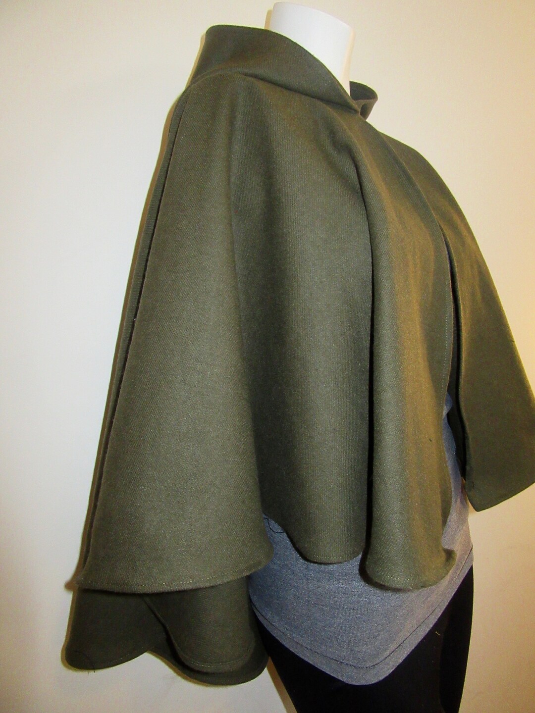 Green Riding Hood Style Short Cape rounded Hooded Cape Full Circle ...