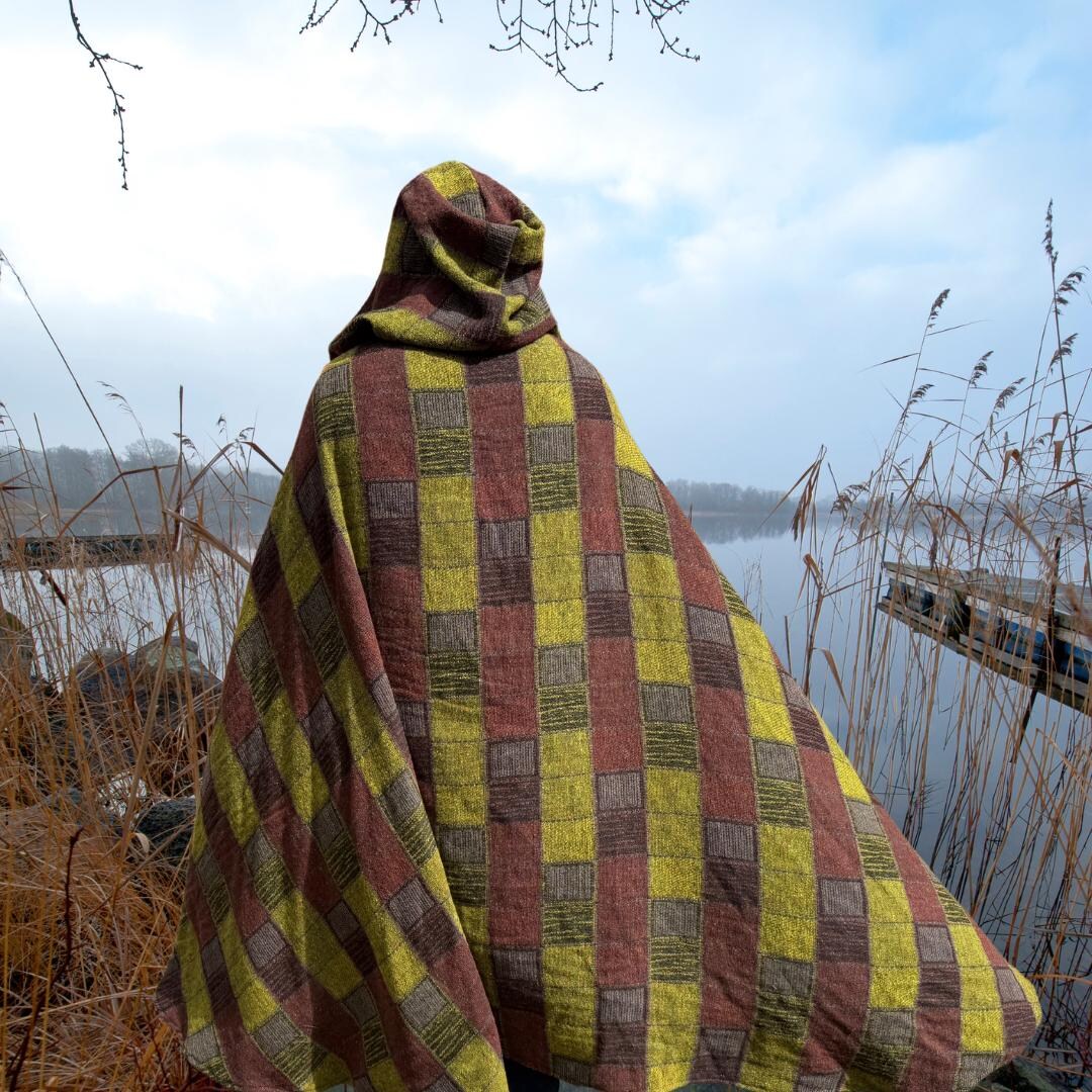 Hooded Cloak~ Acrylic Cloak~ Pocket Cloak~ Black/marron/green Blend ...