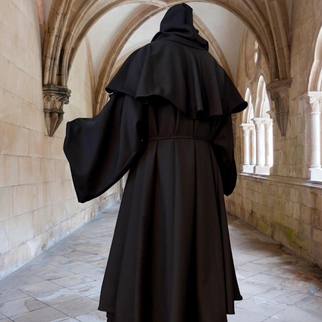 Black Medieval Monk Robe, Hooded Cowl, Pocket, Plus Size Cloak/robe - Etsy
