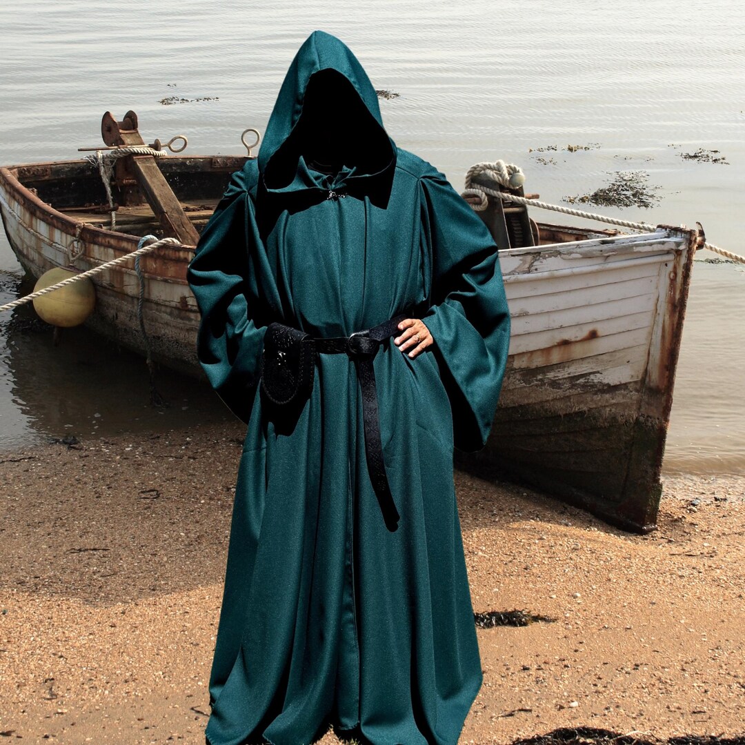 Forest Green FULL SLEEVES Cloak~ Hooded Cloak~ Cosplay Cloaks ...