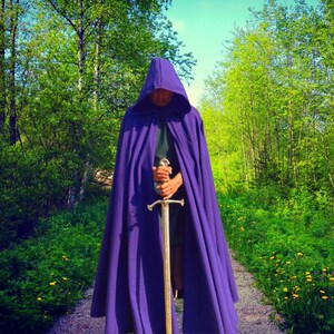 Amethyst Hooded Cloak, Renaissance Cosplay Cloak, Pockets Cloak, Custom ...