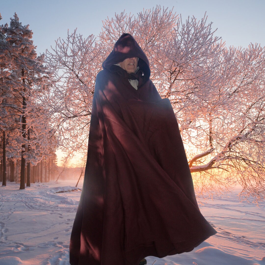 Burgundy Melton PURE WOOL Cloak Wind/water Resistant Coat/cape Any Size ...