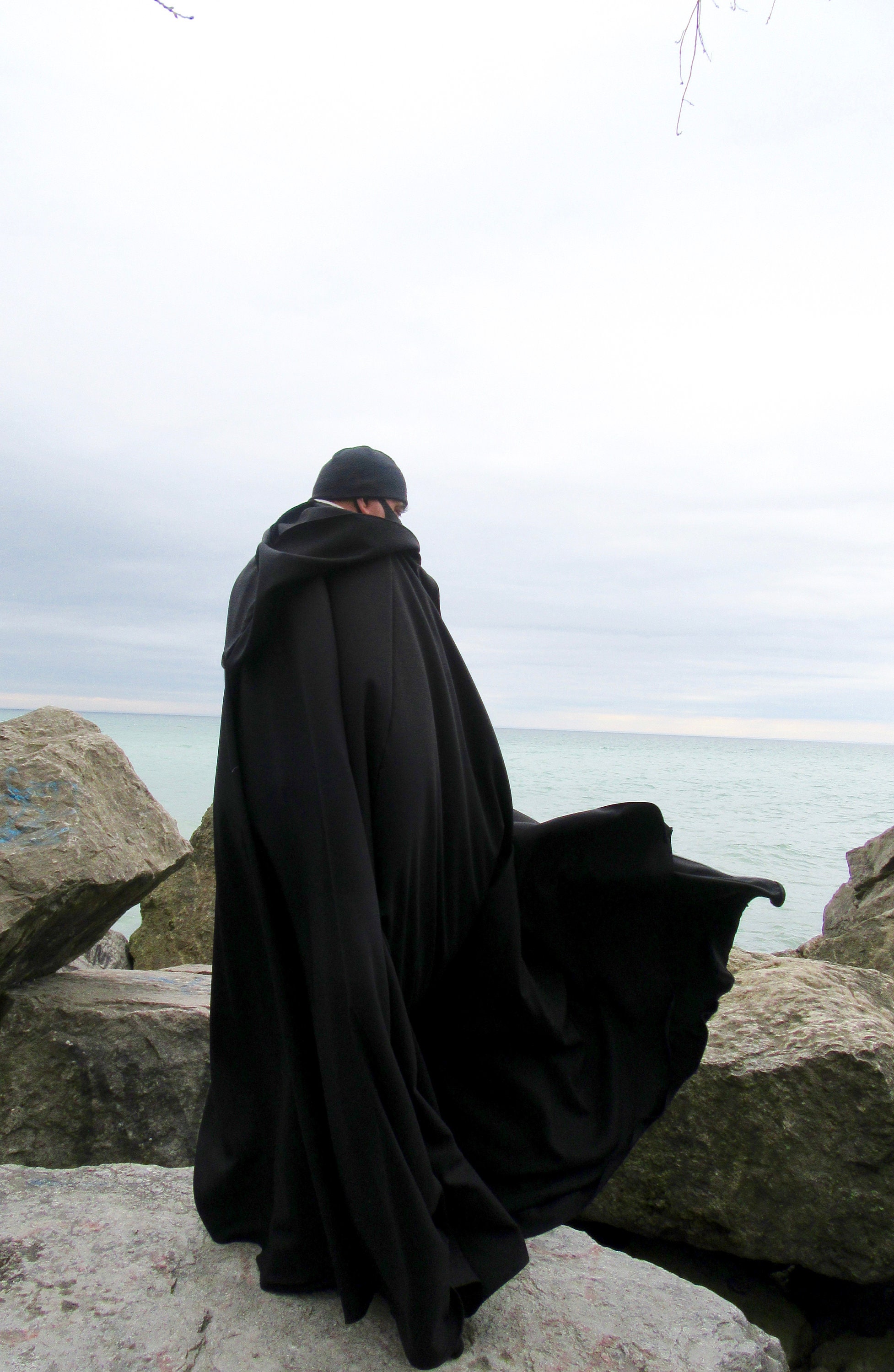 White Hooded Cloak Full Body