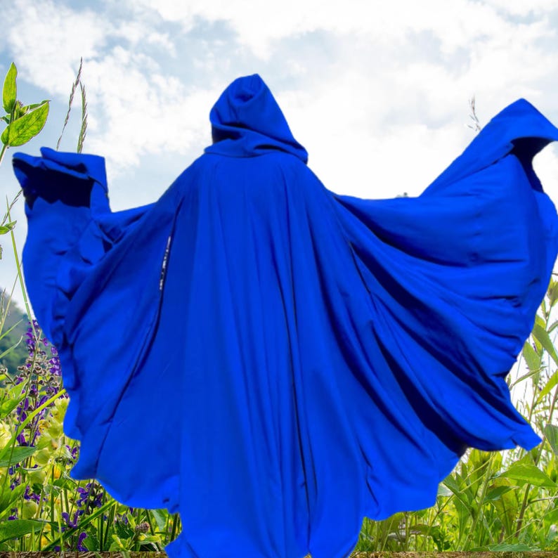 Royal Blue FULL Circle Cloak, Hooded Medieval Cloak, Wizard Renaissance ...