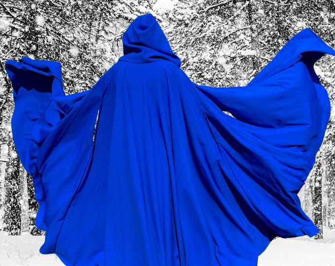 Navy/light Blue Reversible Hooded Cloak - Flannel - Etsy