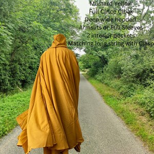 Mustard Yellow LINEN Cloak, Hooded Cloak, LARP ~ Renaissance, Medieval ...