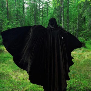 Black Velvet Full Circle Cloak, Medieval Fantasy Velvet Cloak ,hooded ...