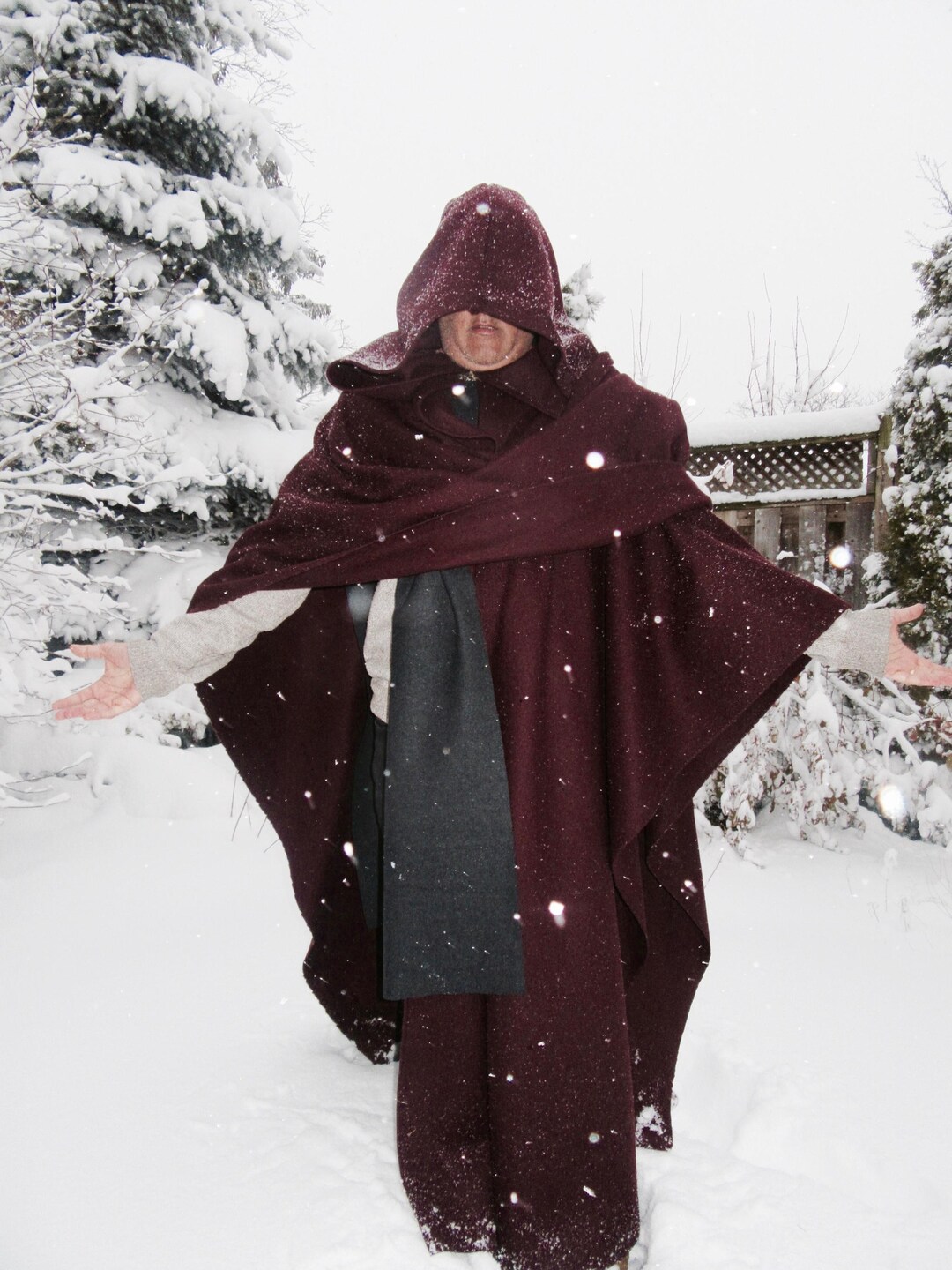 Melton Wool Cape~ Hooded Cape~ Camel Brown Hooded Cape~ Cosplay Cloak ...