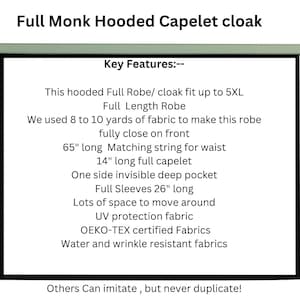 Medieval Monk Full Sleeves Robe~ Hooded Cowl, Pocket Robe~ Religious ...