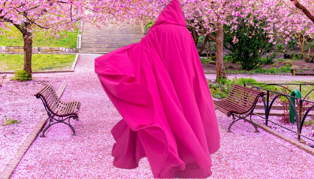 Bubble Gum Pink Hooded Cloak Interior Pockets Pink Cosplay Cloak Theme ...
