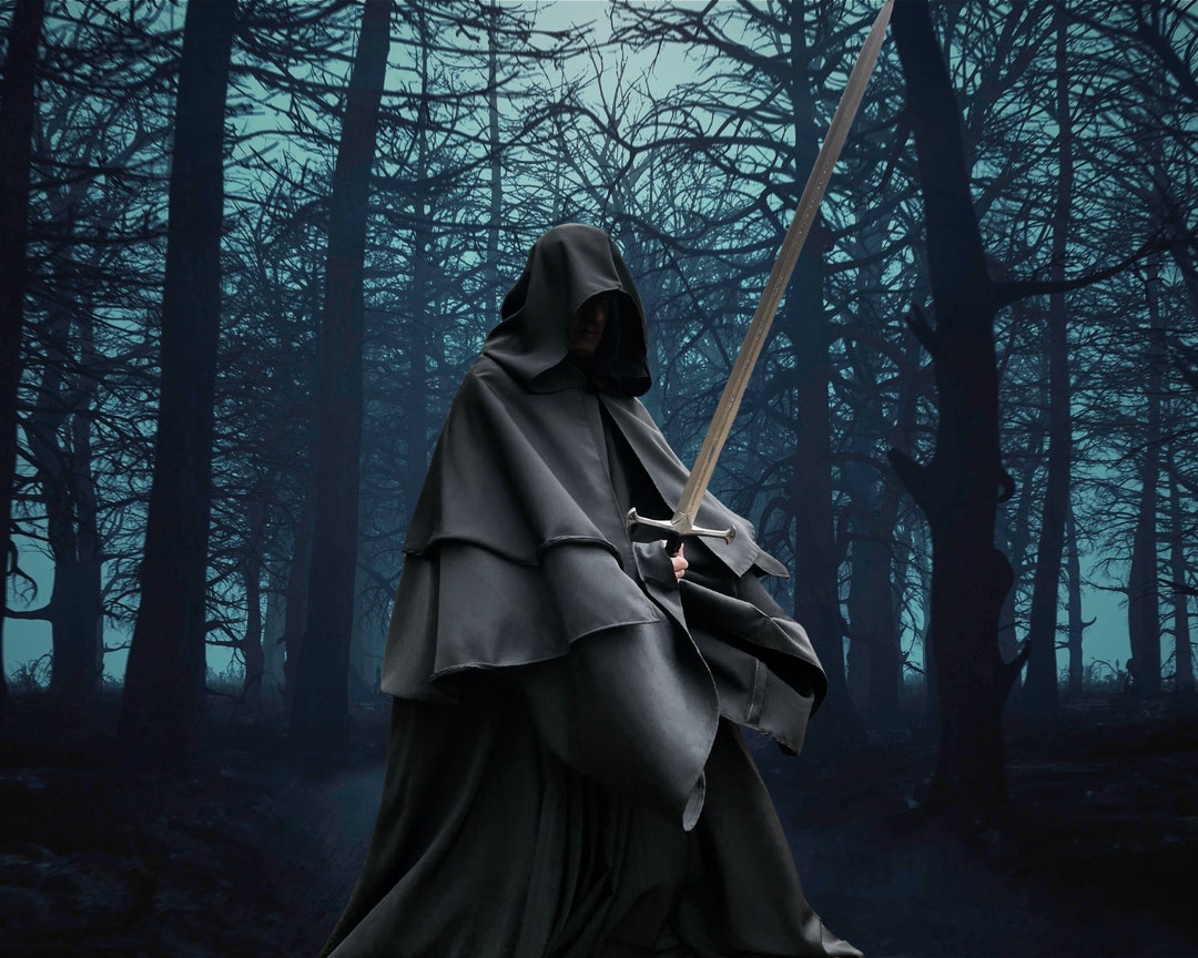 Witch King Cloak, Black FULL Circle , Hooded Cloak, LARP Cosplay ...