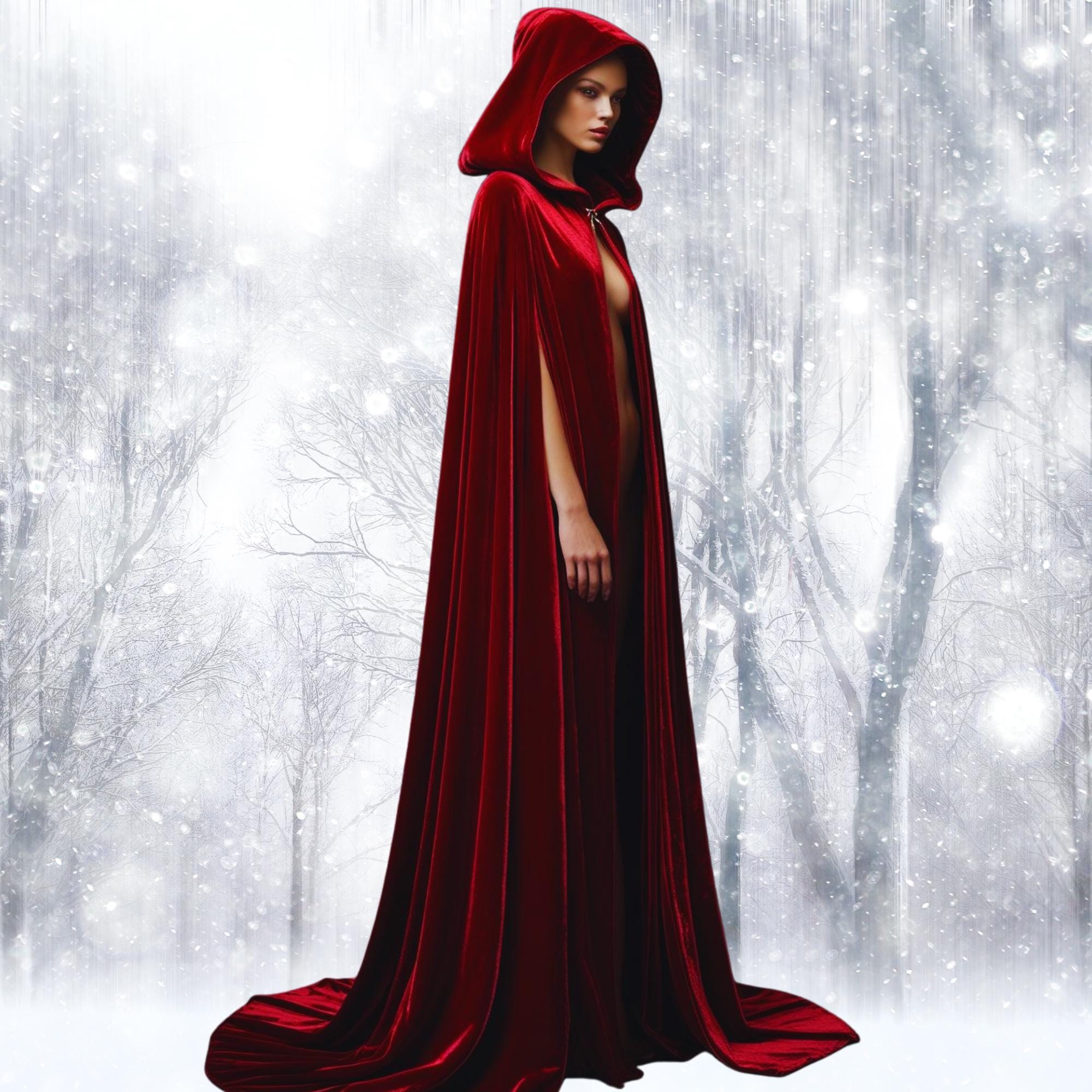 Red Velvet Cloak~ Luxurious Full Circle Cloak, Large LINED Hood ...