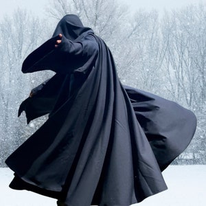 Dark Navy FULL SLEEVES Cloak~ Large Hooded Cloak~ Cosplay Cloak ...