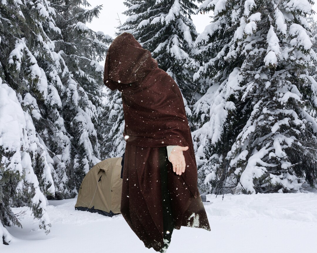 Burgundy PURE MELTON WOOL Hooded Cape Hooded Cloak/coat Wind & Water ...