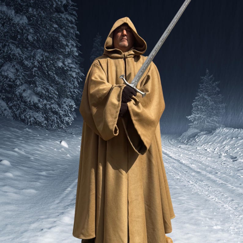 PURE Melton Wool Cloak Desert Brown, Full Circle , 2 Pockets, Medieval ...