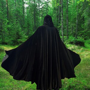 Black Velvet Full Circle Cloak, Medieval Fantasy Velvet Cloak ,hooded ...