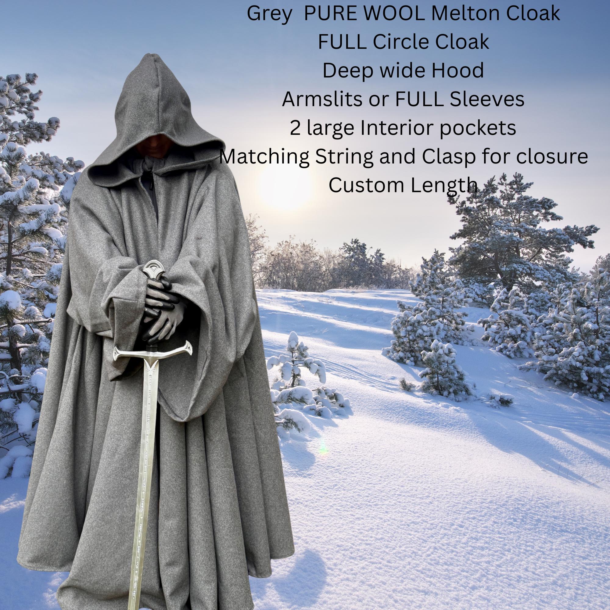 Lava Grey Color Cloak, PURE Melton Wool, Cosplay Cloak, Medieval Cloaks ...