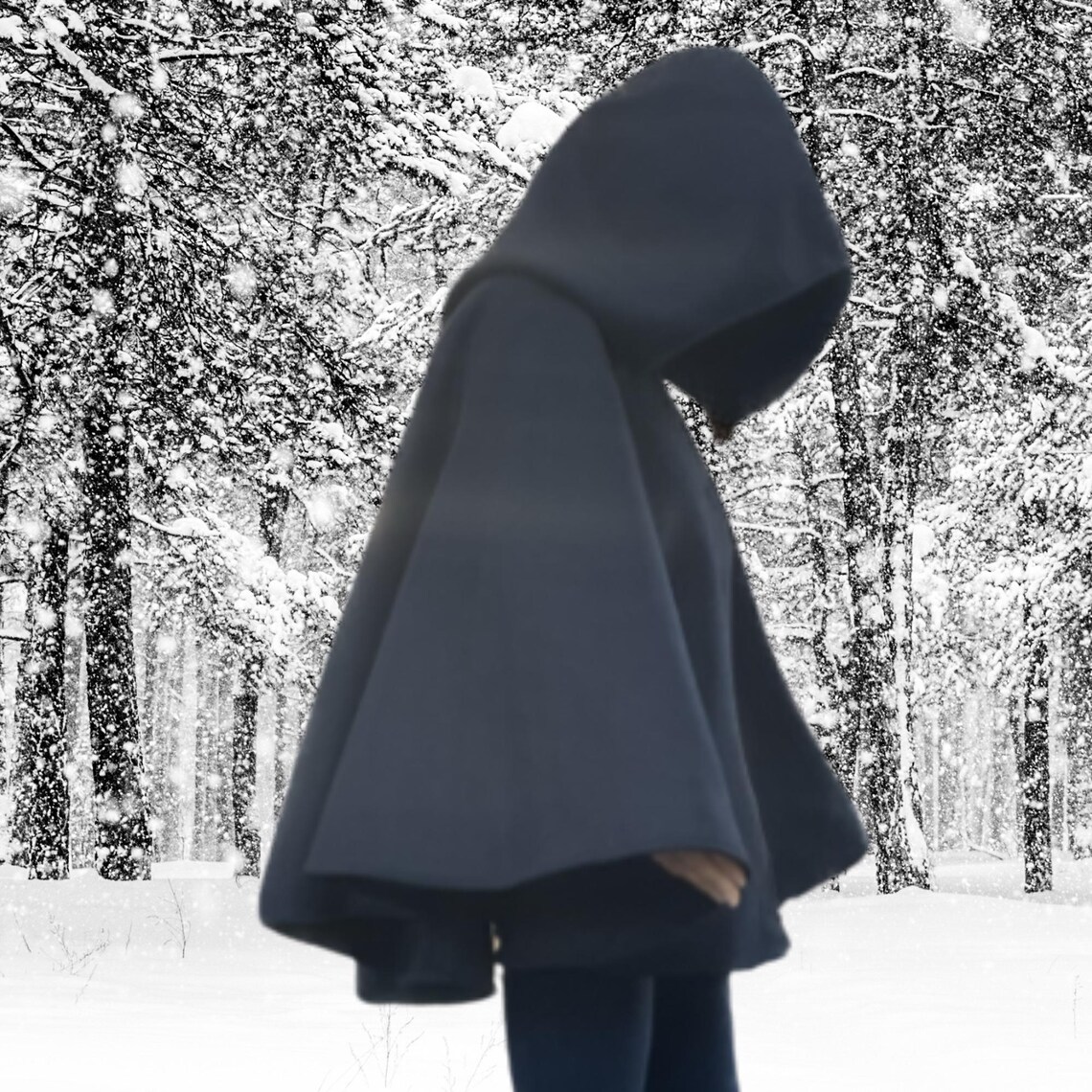 Black Short Fantasy Wool Hooded Cloak~ Full Cape~ - Etsy