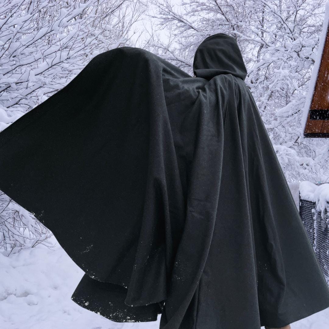 Charcoal Grey Melton PURE WOOL Cloak~ Full Circle Cloak~ Wind/water ...