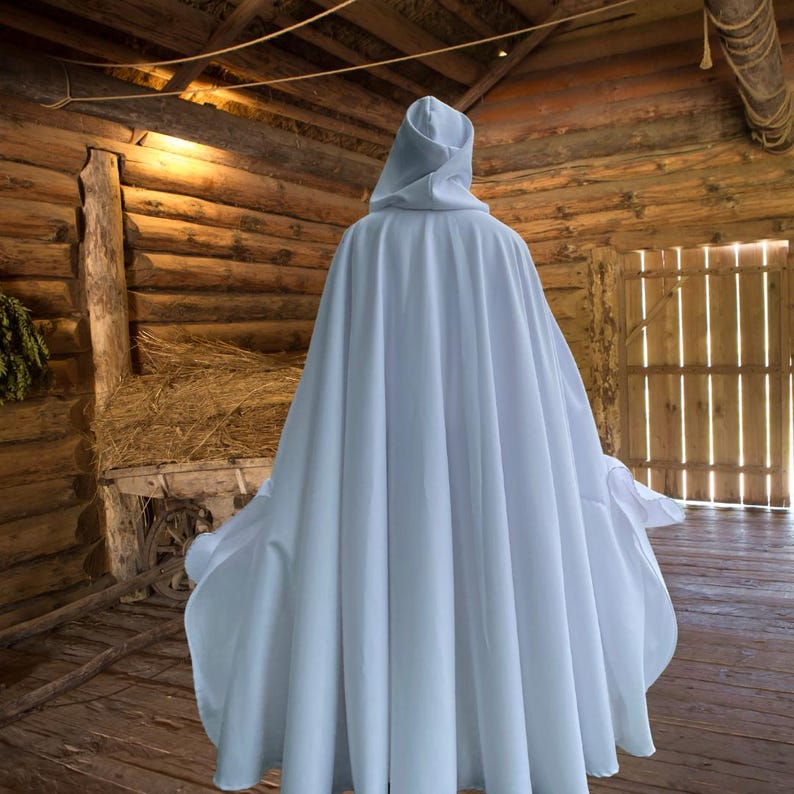 White FULL Circle Cloak, White Ritual Cloak, Hooded Cloak W/2 Pockets ...