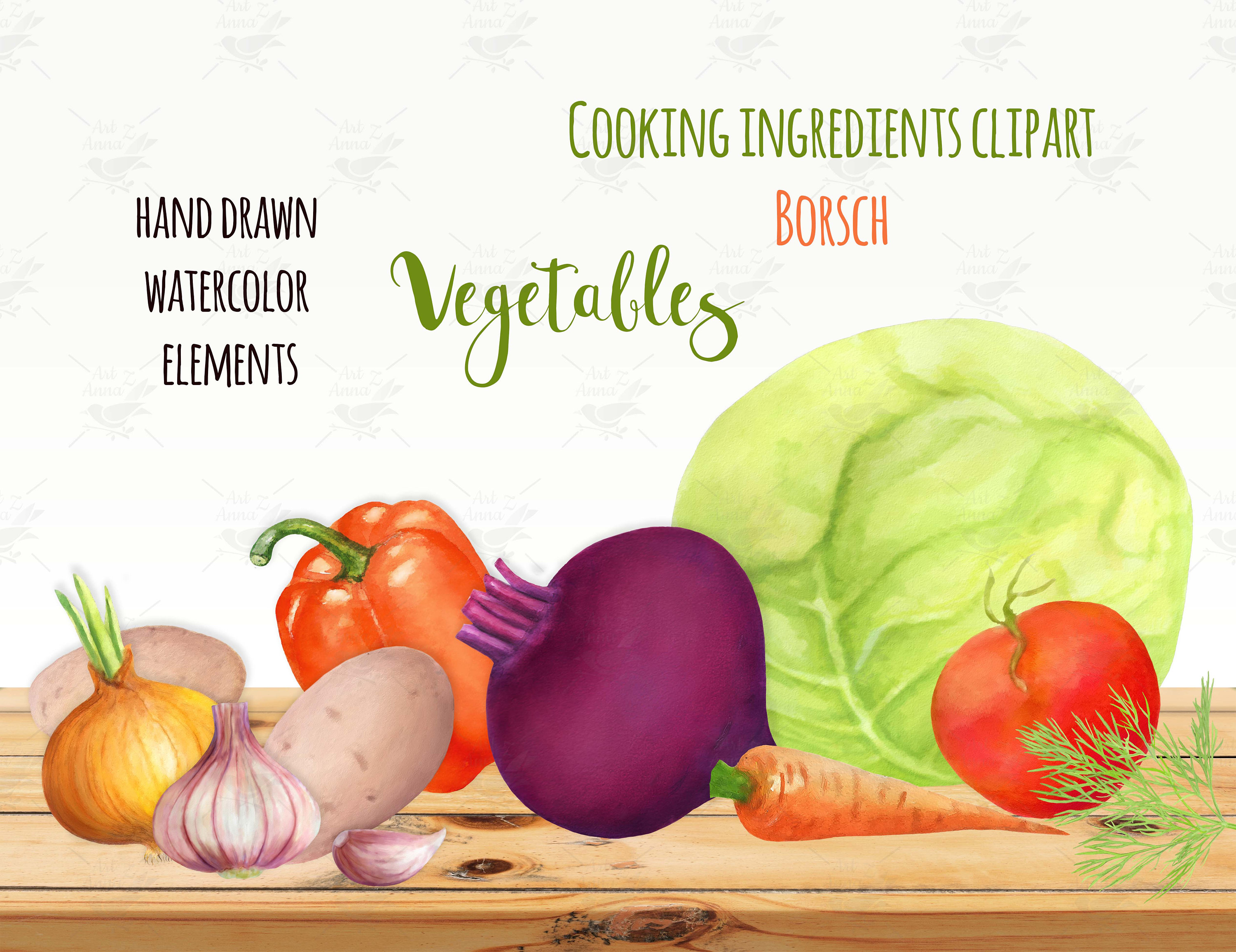 Watercolor Vegetables Clipart Isolated Digital for Instant Download ...
