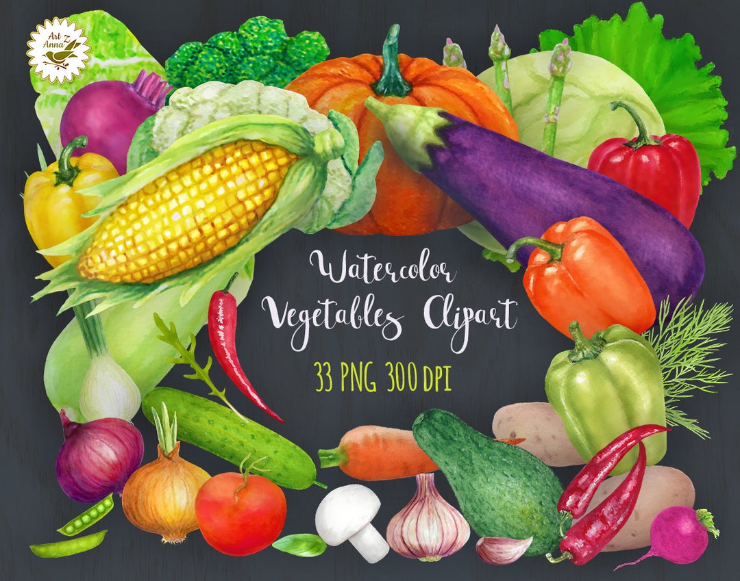 Watercolor Vegetables Clipart Isolated Digital for Instant Download ...