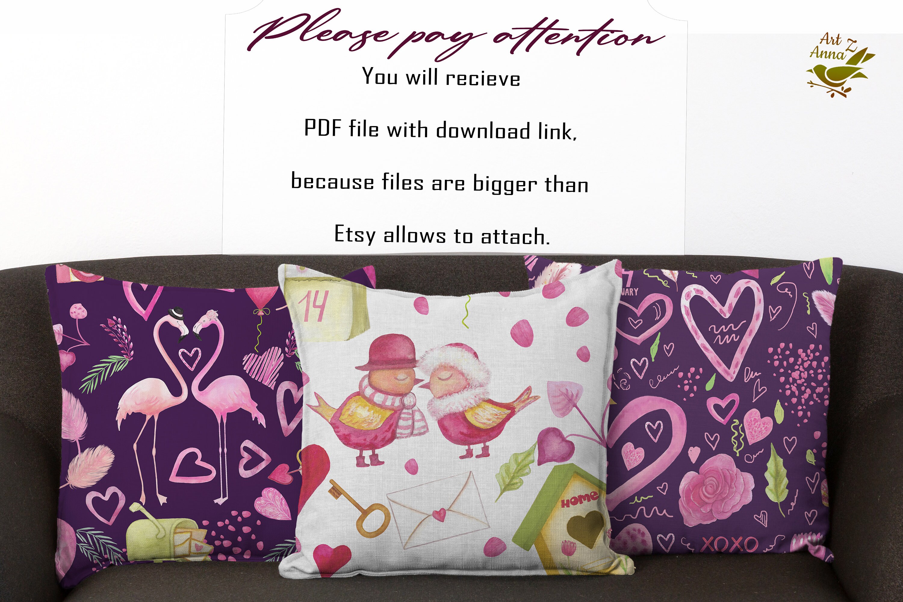 Love Seamless Watercolor Patterns. Instant Download. Digital Paper ...