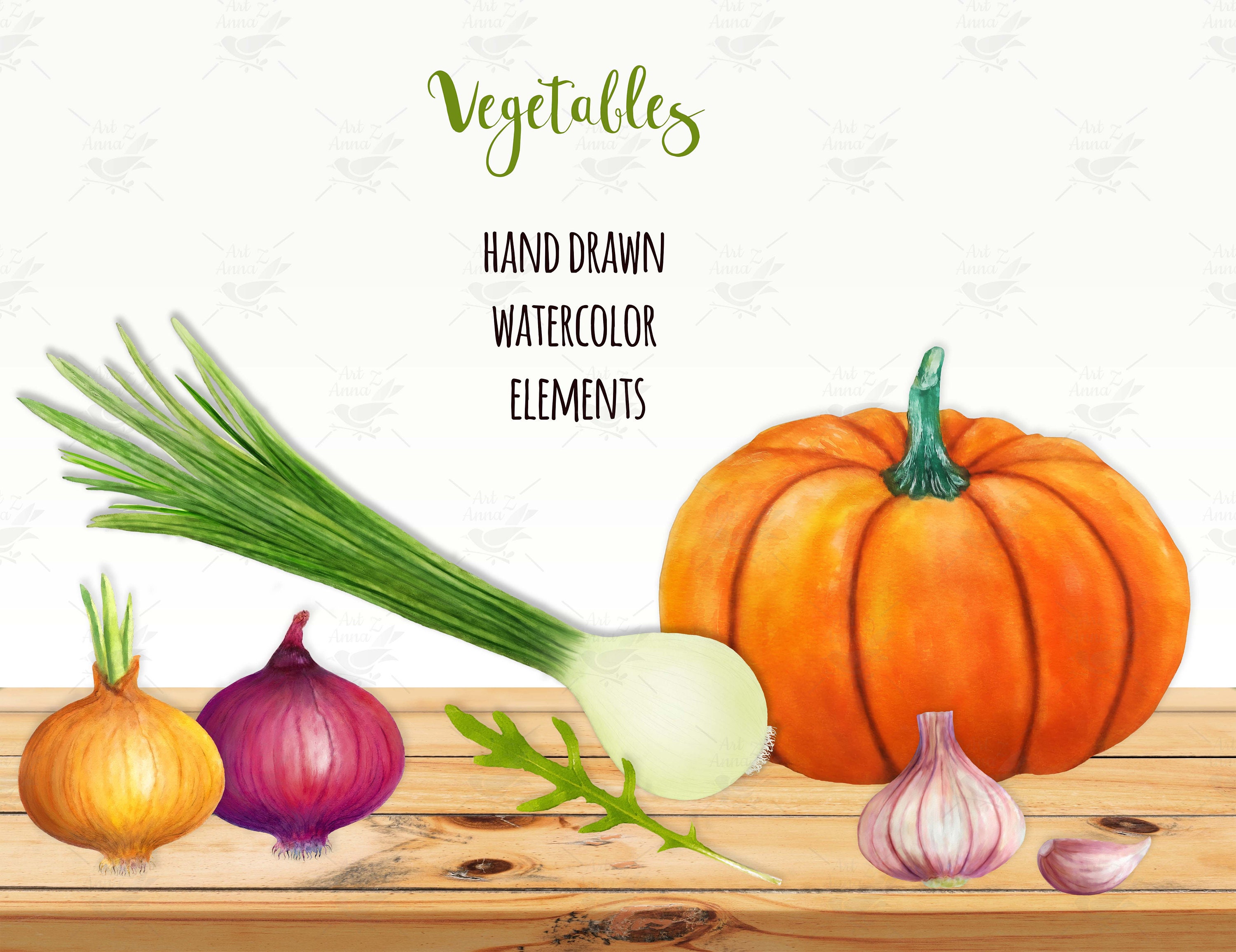 Watercolor Vegetables Clipart Isolated Digital for Instant Download ...