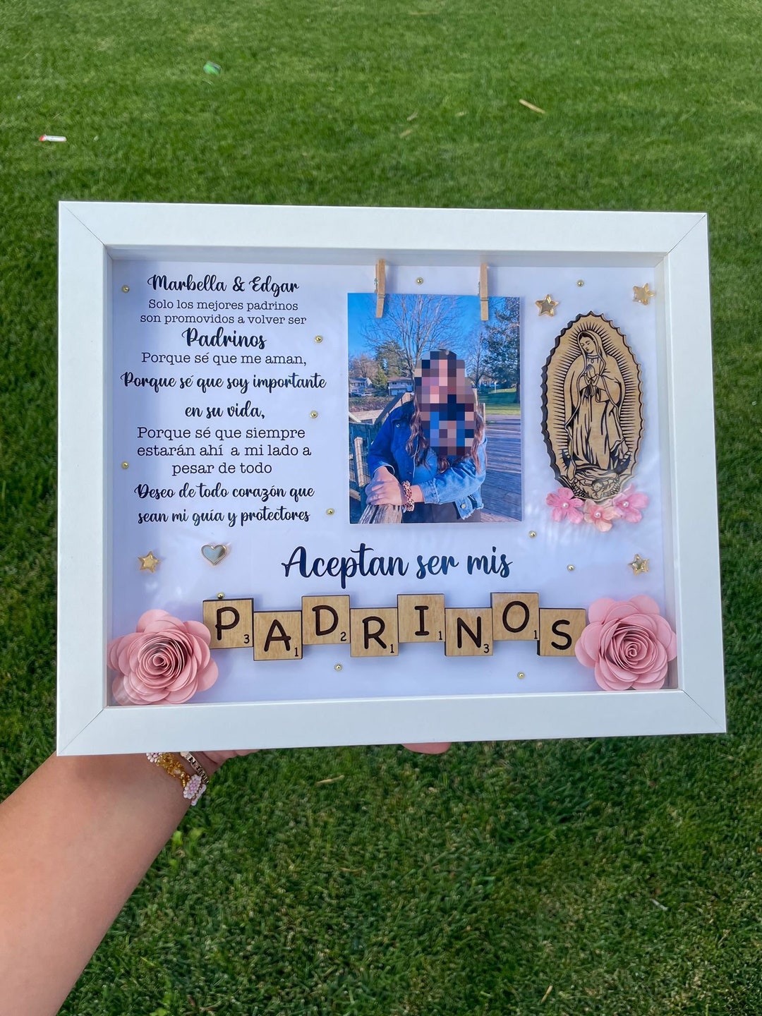 Godparents Proposal Shadow Box With Rosary | Godparents Gift With ...