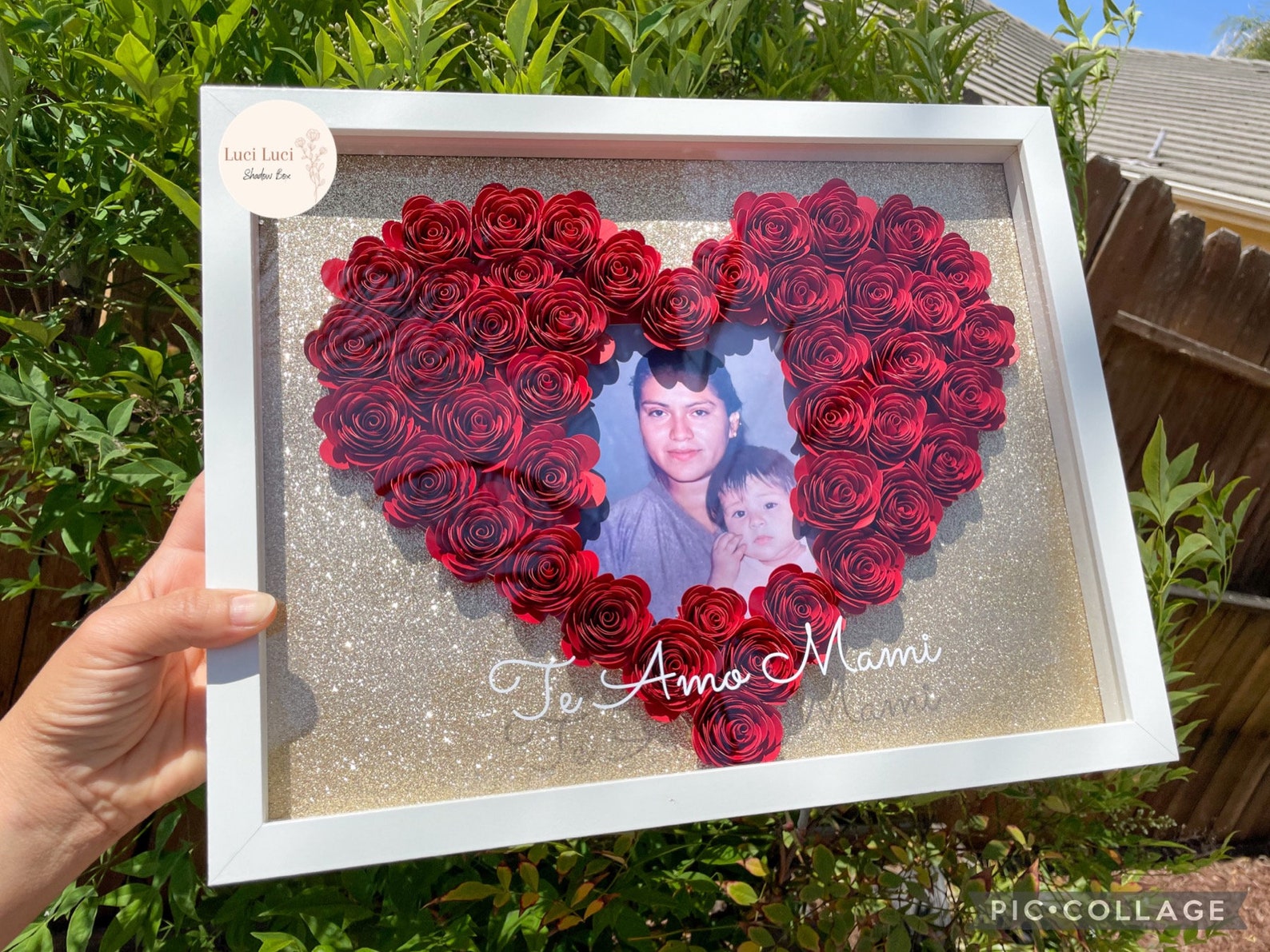 Flowers Heart Shadow Boxes With Picture and Lights Perfect | Etsy