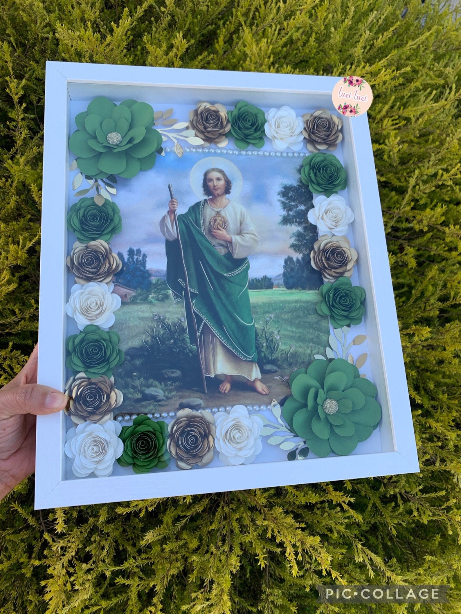 San Judas Tadeo Floral Shadow Box With Lights / San Juditas Tadeo to ...