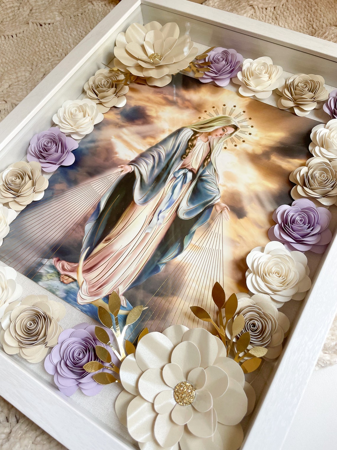 Virgin Mary Shadow Box With Lights / Frame Virgin Mary / - Etsy