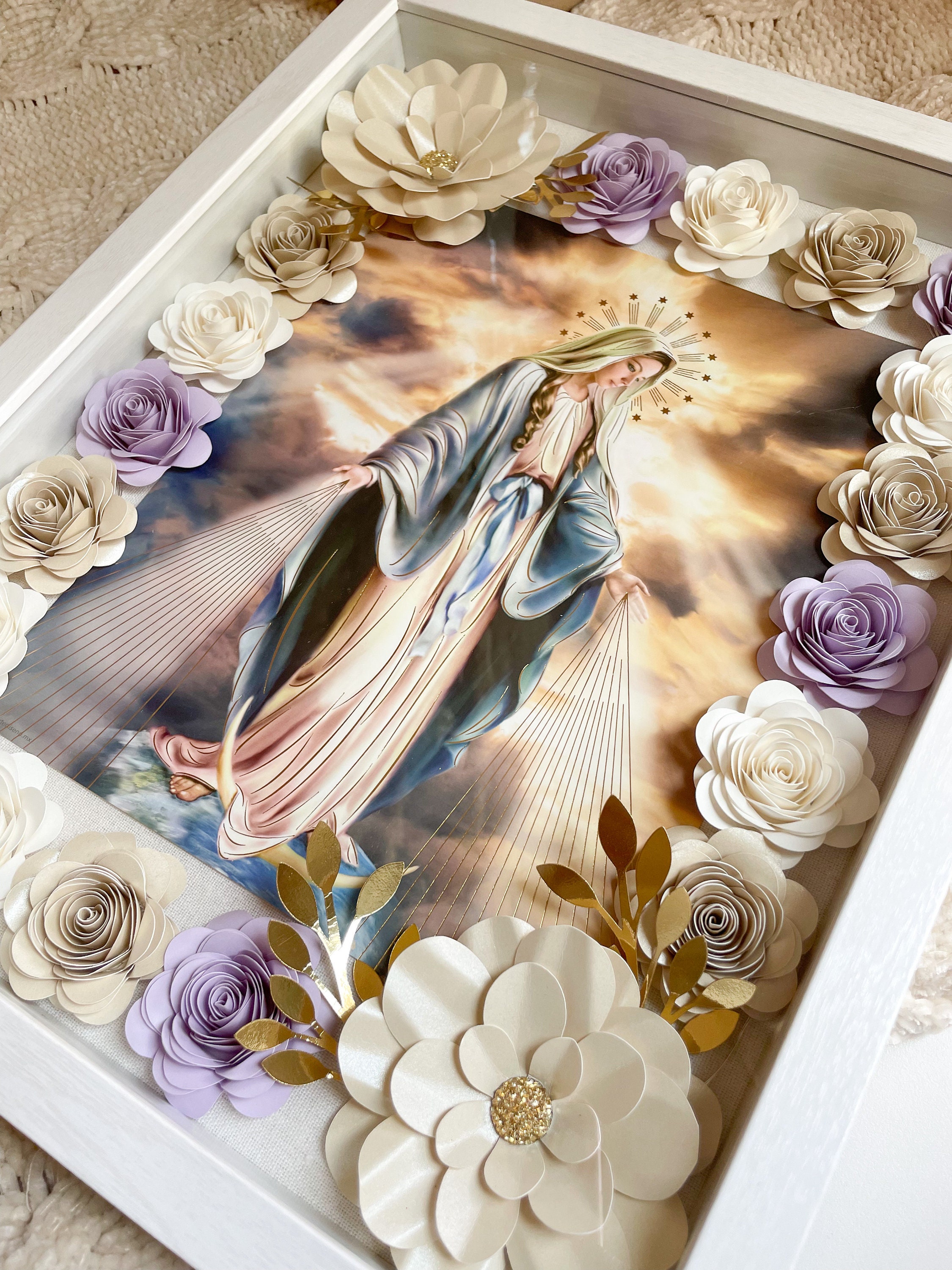 Virgin Mary Shadow Box With Lights / Frame Virgin Mary / | Etsy