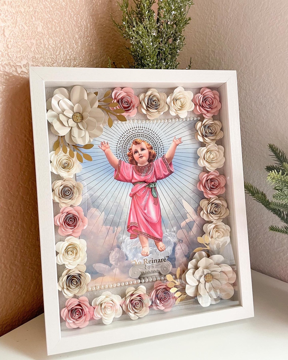 Divino Niño Jesus Shadow Box With Lights Frame Flowers Divino | Etsy