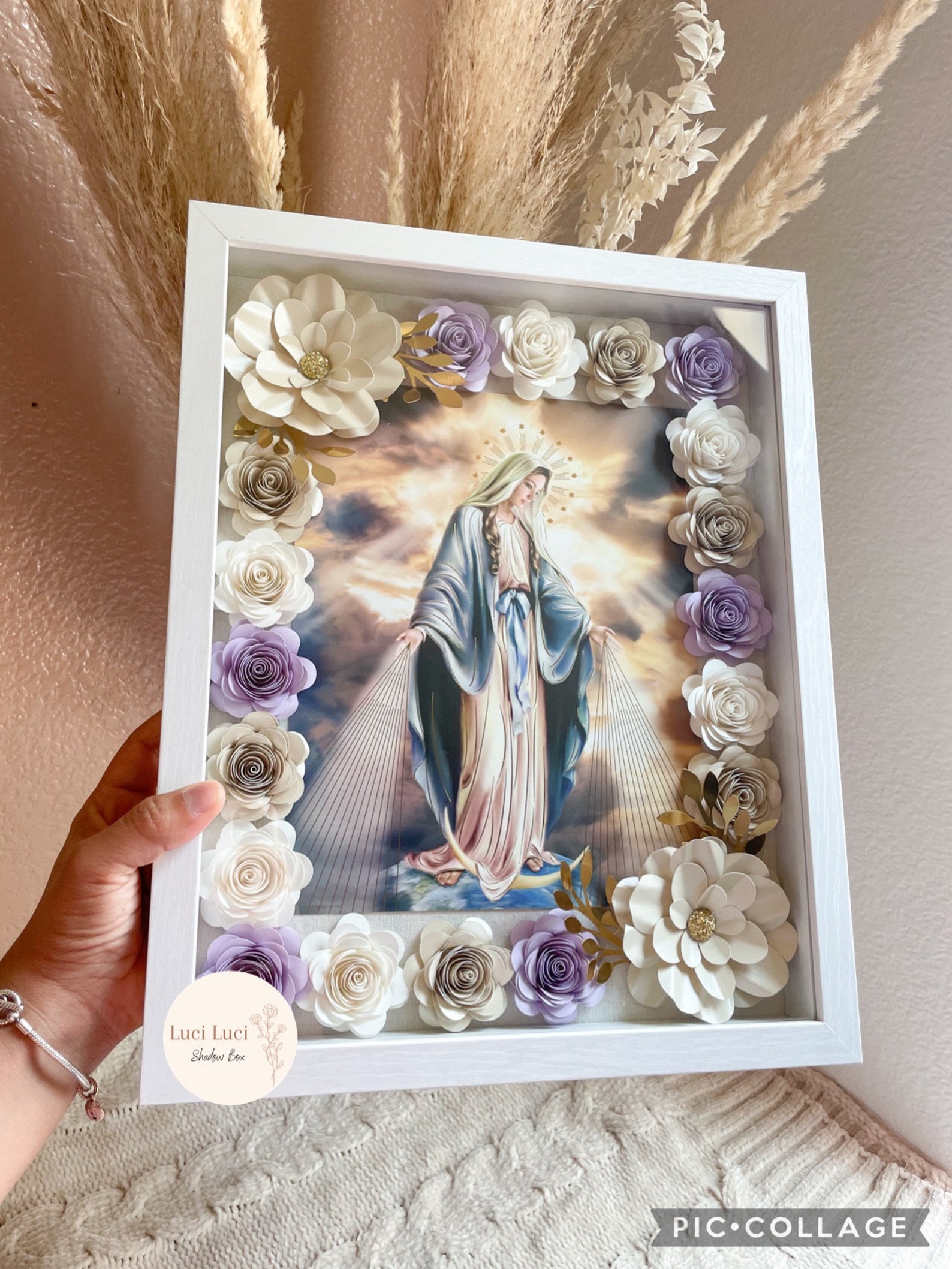 Virgin Mary Shadow Box With Lights / Frame Virgin Mary / - Etsy