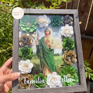 San Judas Tadeo Floral Shadow Box With Lights / San Juditas Tadeo to ...