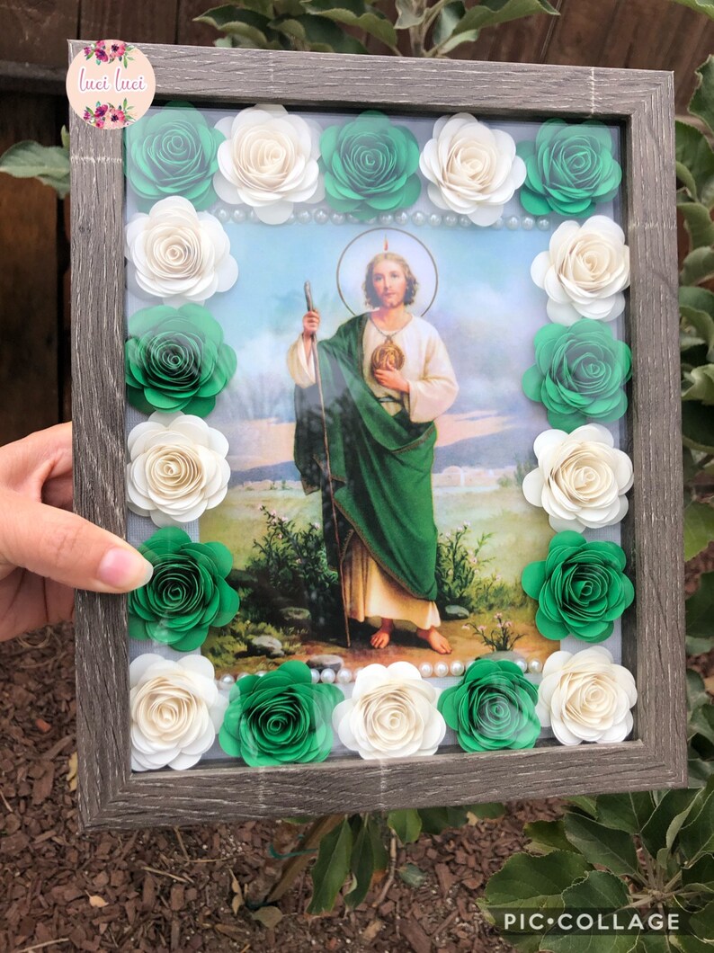 San Judas Tadeo Floral Shadow Box With Lights / San Juditas | Etsy