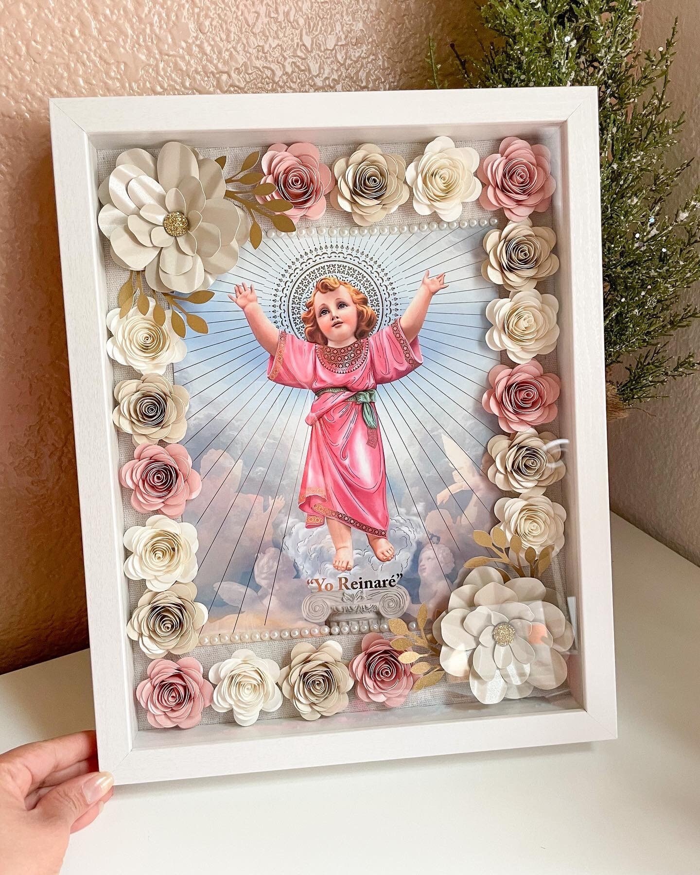 Divino Niño Jesus Shadow Box With Lights Frame Flowers Divine Child ...