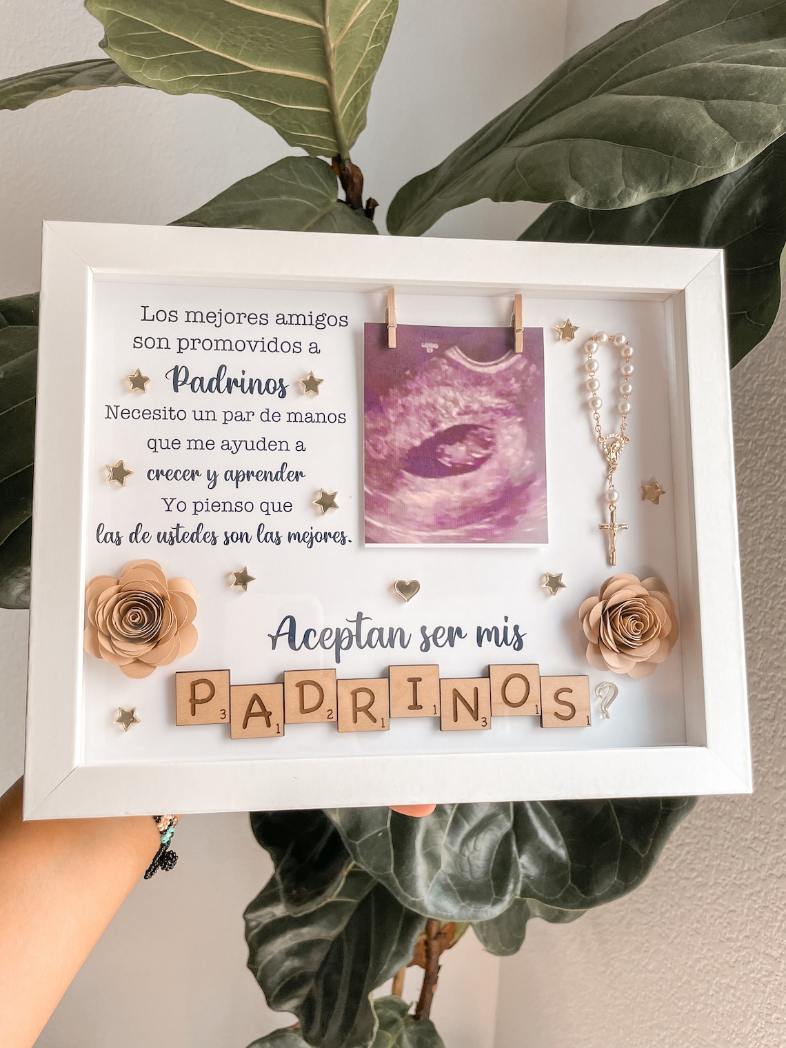 Godparents Proposal Shadow Box With Rosary Godparents Gift - Etsy