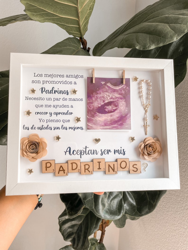 Godparents Proposal Shadow Box With Rosary Godparents Gift - Etsy