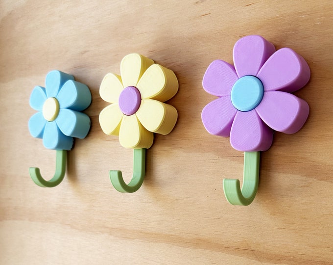 Pastel Daisy Flower Wall Hooks - Etsy